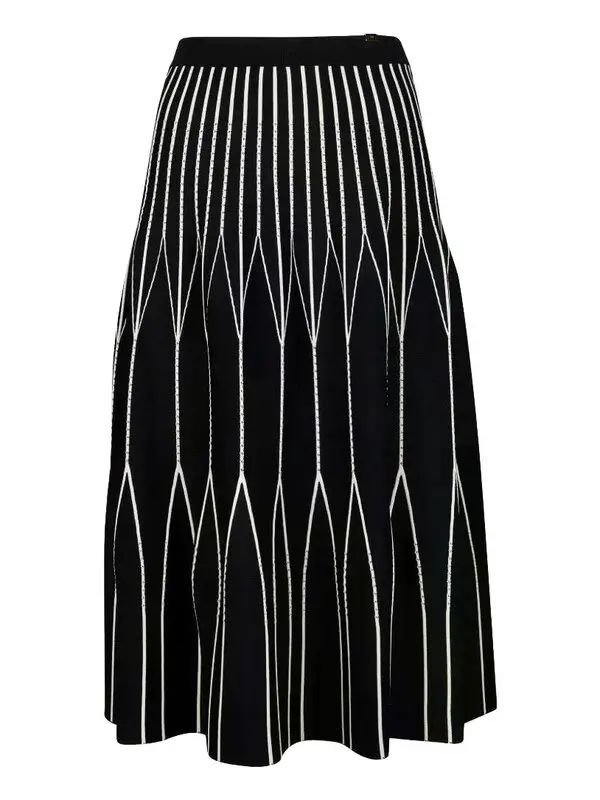 Elisabetta Franchi Knitted Geometric Midi Skirt - Black
