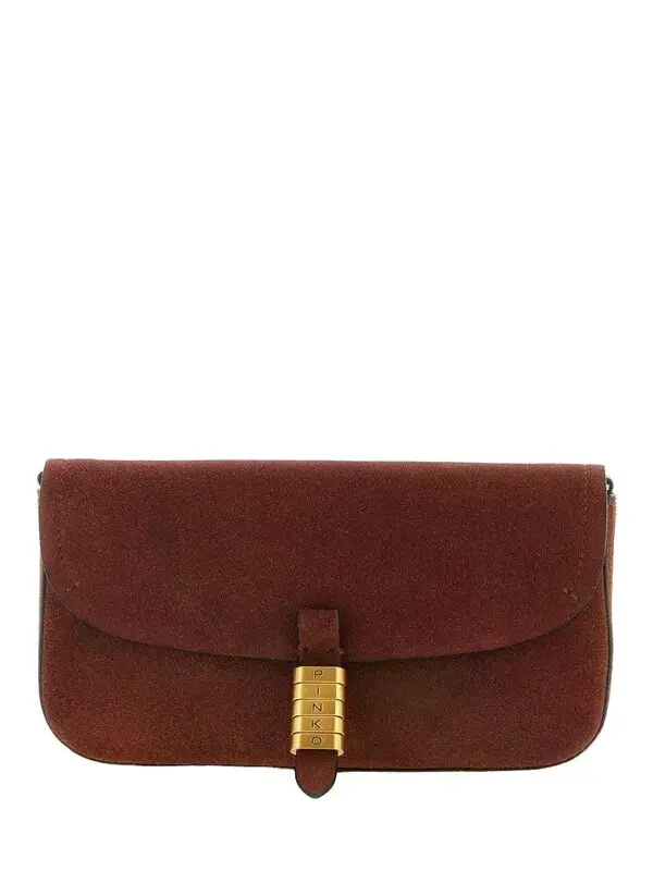 Pinko Medium Saddle Suede Shoulder Bag - Red