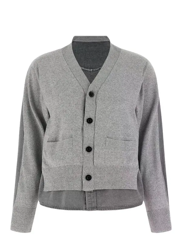 Sacai Paneled Cardigan - Grey