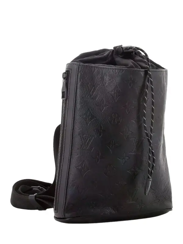 LOUIS VUITTON Chalk Sling Bag Monogram Shadow Leather Backpack - Black