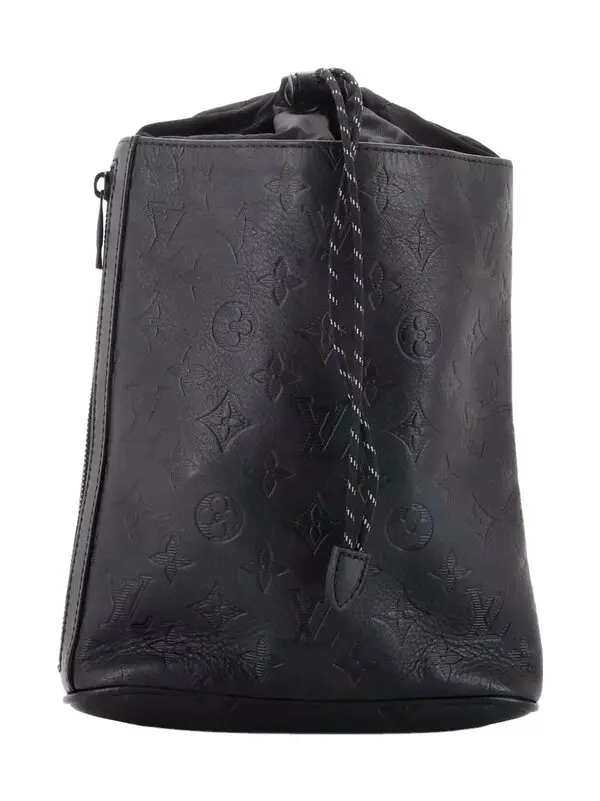LOUIS VUITTON Chalk Sling Bag Monogram Shadow Leather Backpack - Black