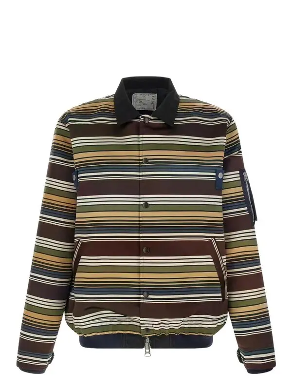Sacai Striped Bomber Jacket - Brown