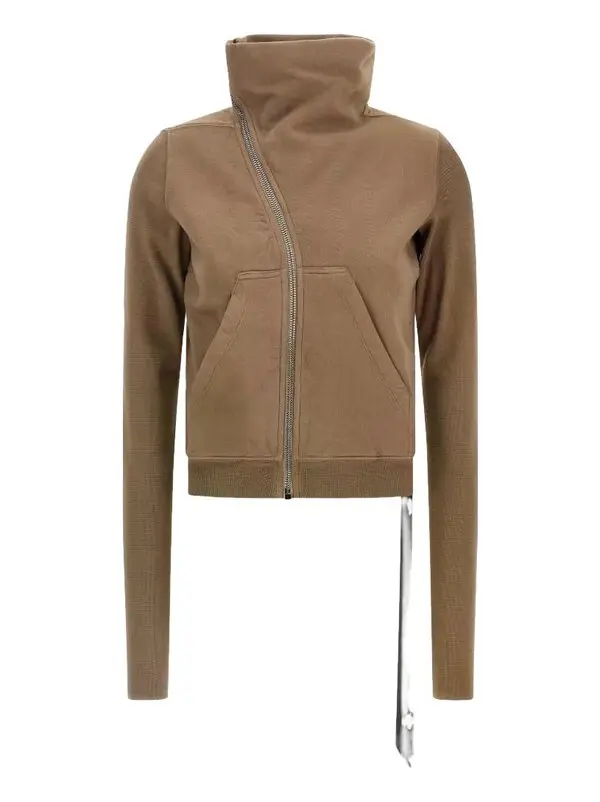 Rick Owens Turtleneck Sweatshirt With Asymmetrical Zip - Neutrals