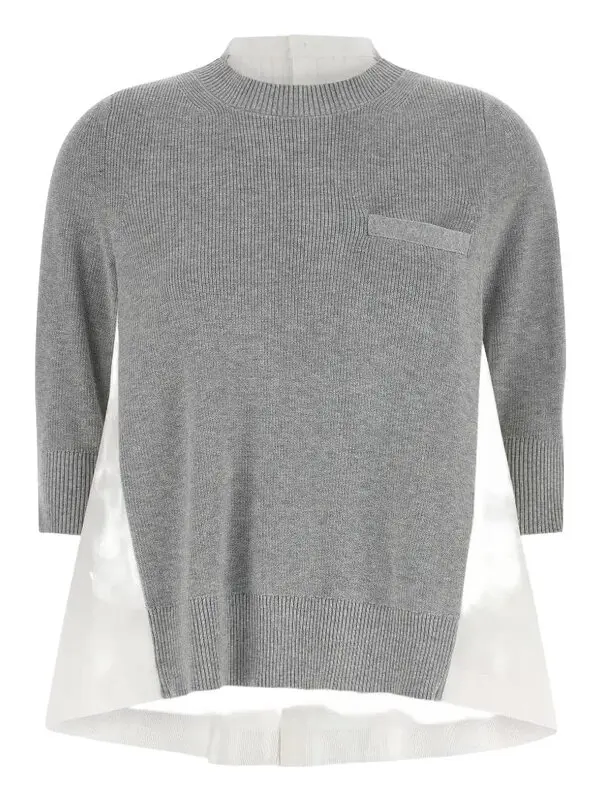 Sacai Asymmetric Hem Crew-neck Sweater - Grey
