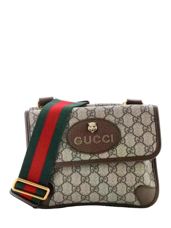 Gucci Neo Vintage Flap Messenger Gg Coated Canvas Small - Brown