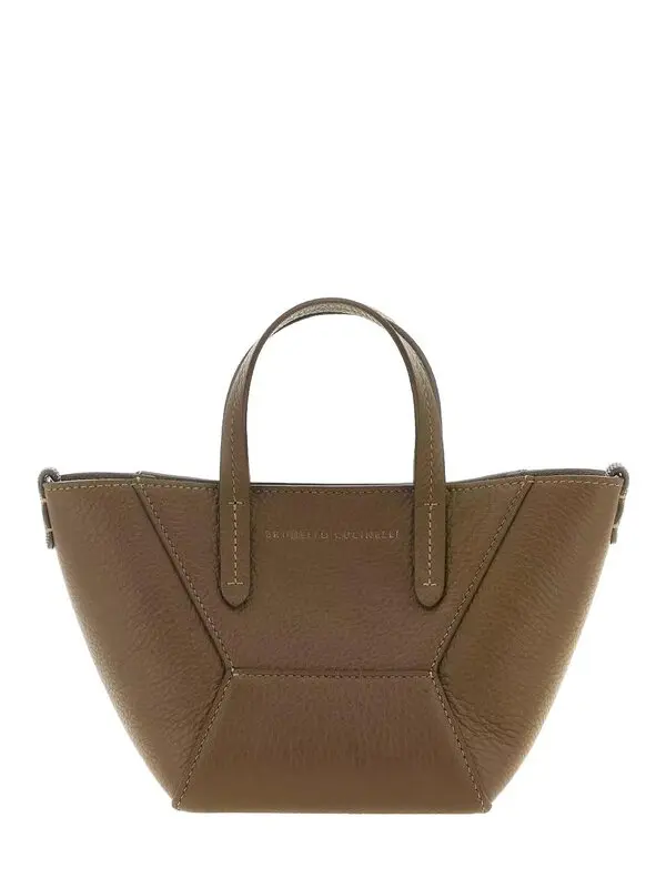 Brunello Cucinelli Mini Leather Tote Bag - Brown