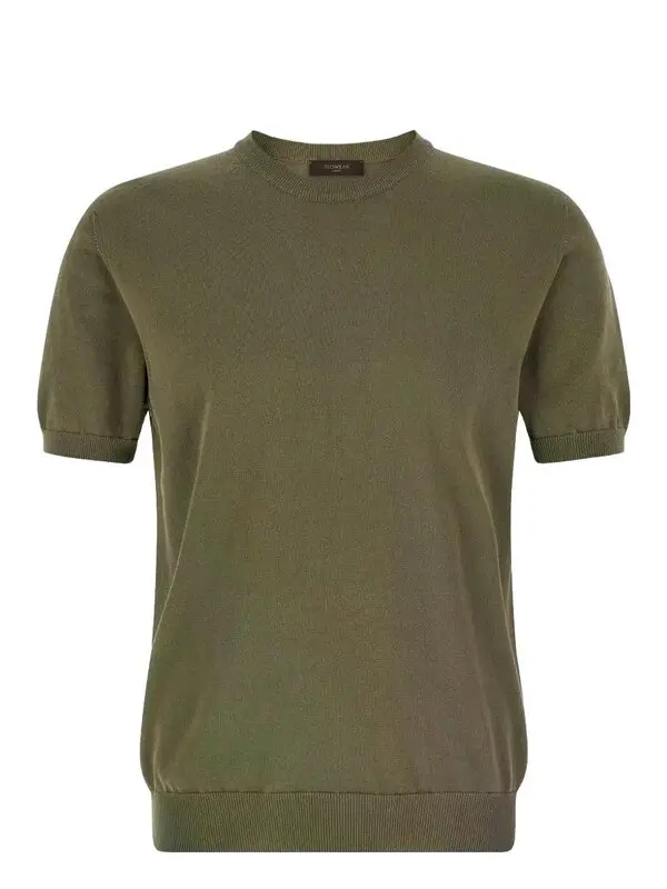 ZANONE Crew-neck Cuff Cotton T-shirt - Green