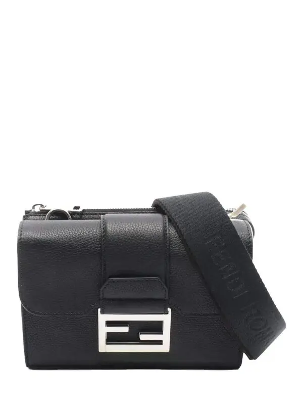 Fendi 2010-2026 Grained Leather Double Baguette - Black