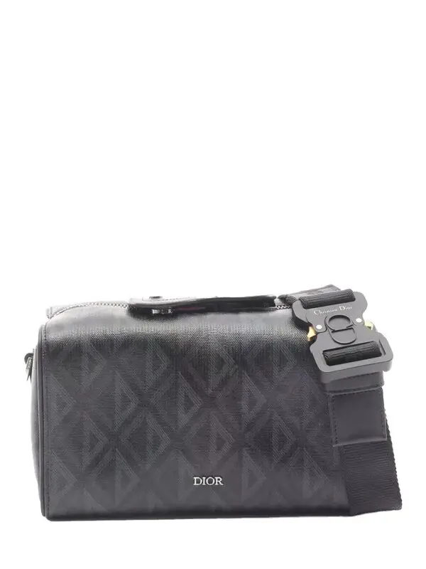 Dior 2021 Cd Diamond Coated Canvas Lingot 22 Crossbody Bag - Black