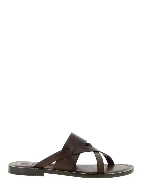 Brunello Cucinelli Criss-cross Leather Sandals - Brown