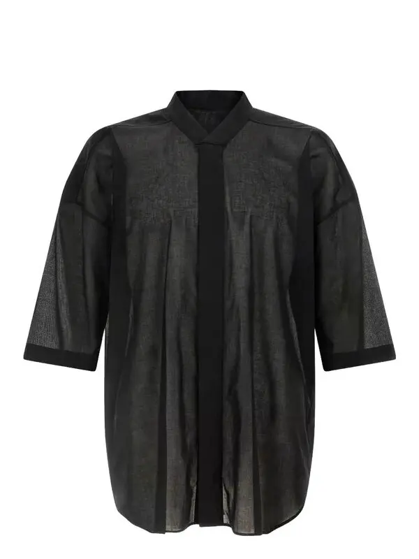 Rick Owens Jumbo Faun High-neck Short-sleeve Shirt - Black