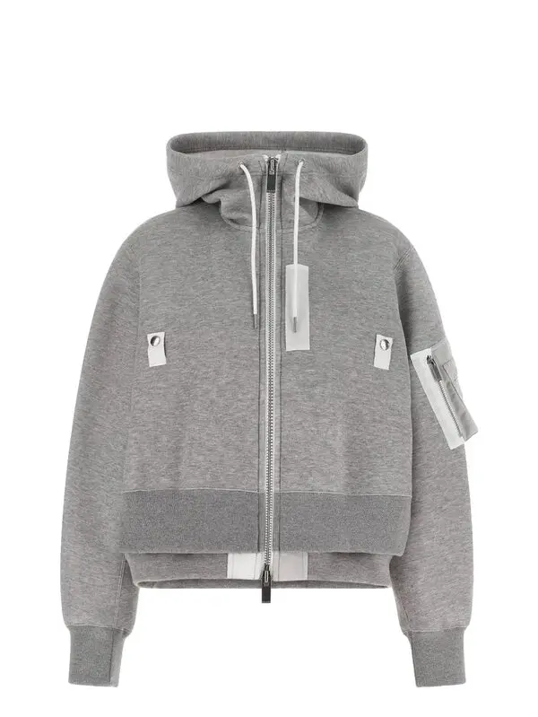 Sacai Sponge Zip-up Hoodie - Grey