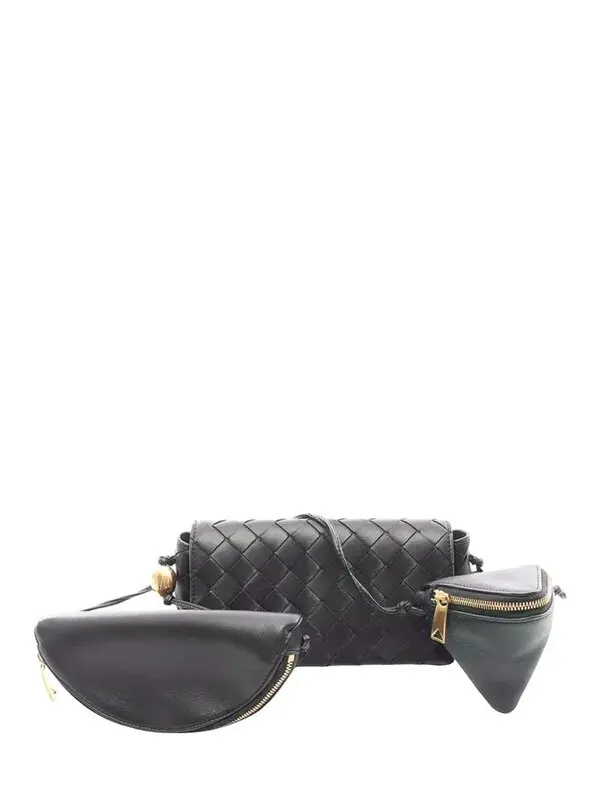 Bottega Veneta Nappa Intrecciato Multi-pouch Crossbody Bag - Black