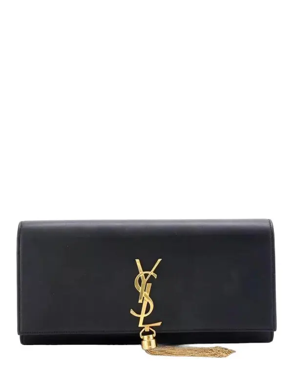 Saint Laurent Classic Monogram Tassel Long Clutch Bag - Black