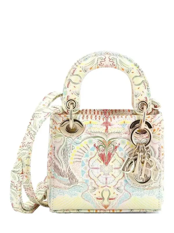Dior Lady Beaded Embroidered Leather Micro Satchel - Multicolour