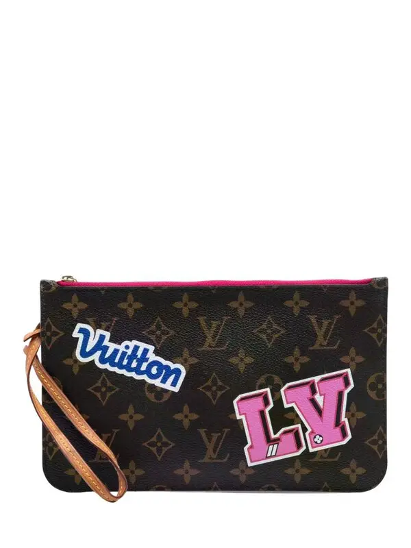 LOUIS VUITTON 2018 Monogram Patches Neverfull Mm Pouch - Brown