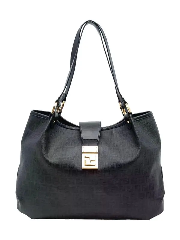 Fendi Zucchino Spalmati Chiusura Tote Bag - Black