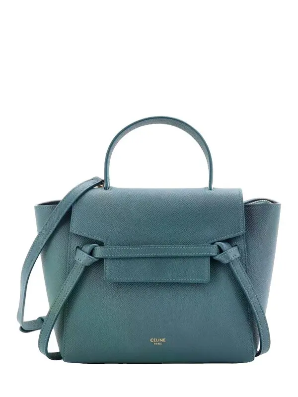 Celine Belt Bag Textured Leather Nano Shoulder Bag - Green
