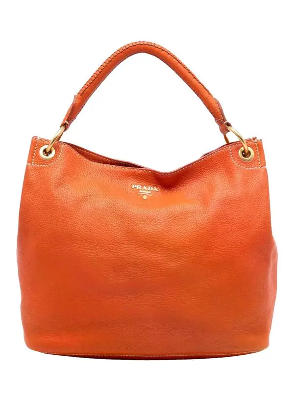 Prada 2000-2025 Vitello Daino Hobo Bag - Orange