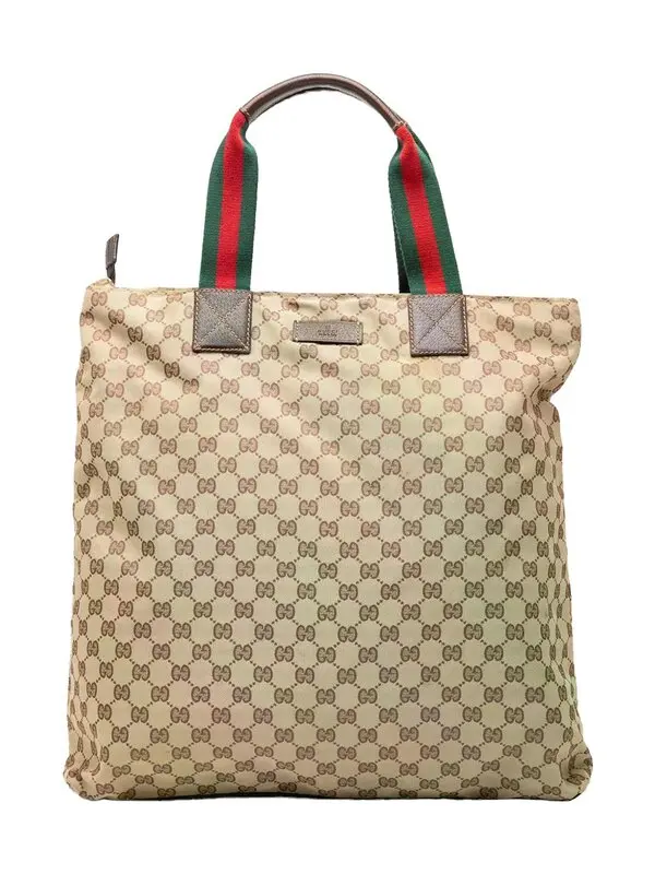 Gucci Gg Canvas Web Tote Bag - Brown