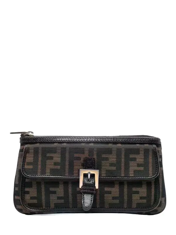 Fendi Zucca Canvas Zip Clutch Bag - Brown