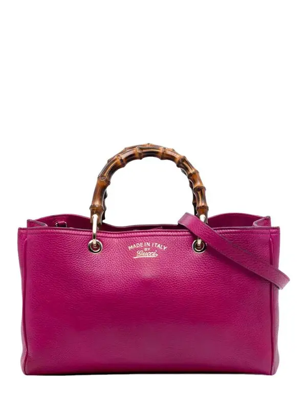 Gucci Medium Calfskin Bamboo Shopper Satchel - Pink