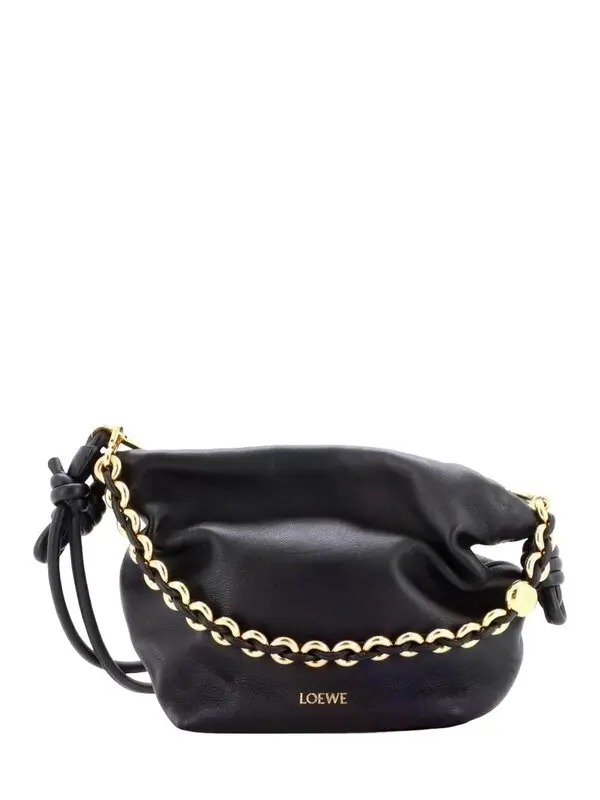 Loewe Flamenco Knot Chain Leather Bucket Bag - Black