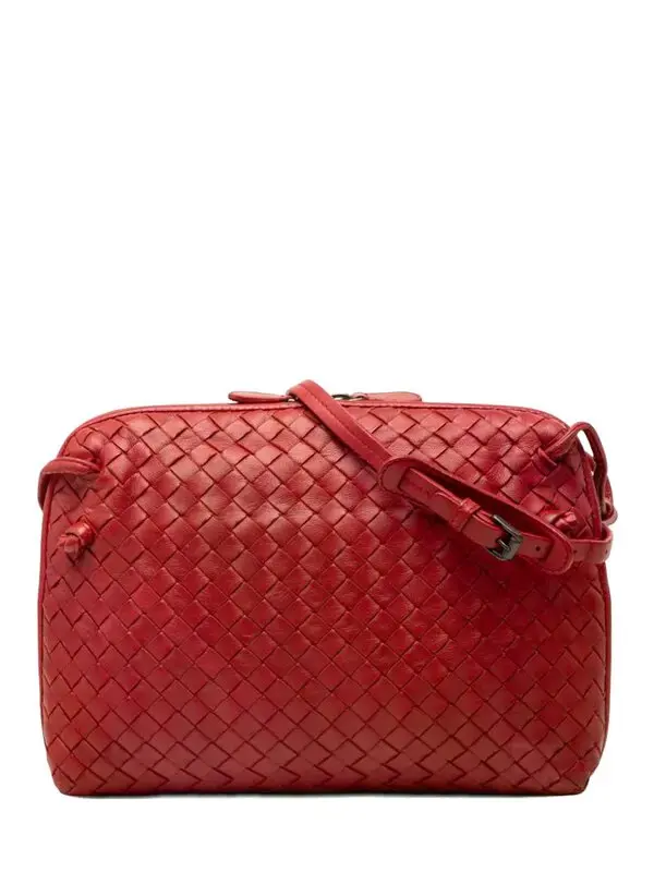 Bottega Veneta Nappa Intrecciato Nodini Crossbody Bag - Red