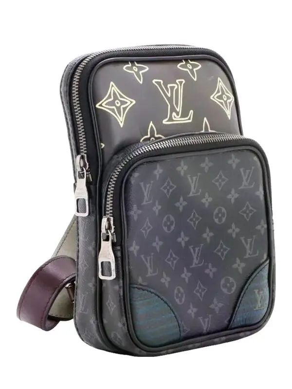 LOUIS VUITTON Amazone Sling Bag Patchwork Monogram Eclipse Canvas And Printed Leather Backpack - Black