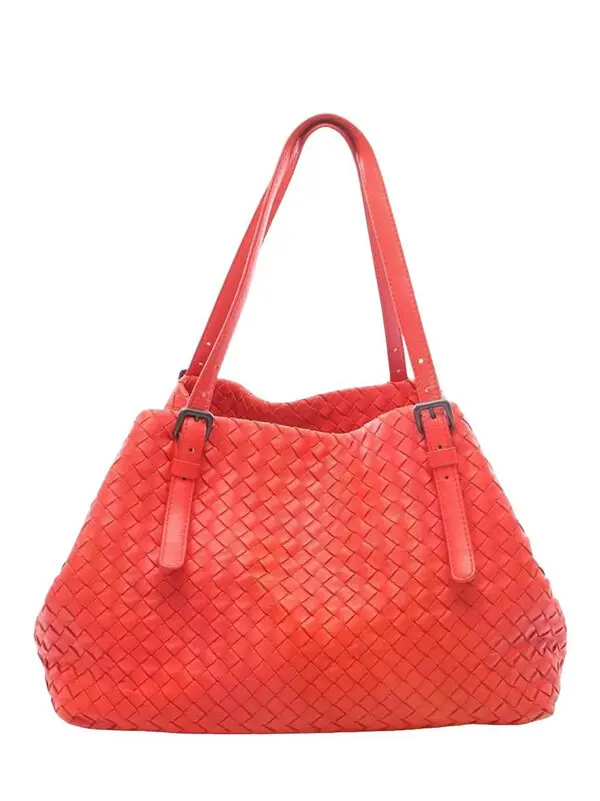 Bottega Veneta 2012-2026 Leather Intrecciato Tote Bag - Red
