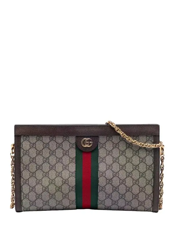 Gucci Gg Supreme Ophidia Chain Shoulder Bag - Brown