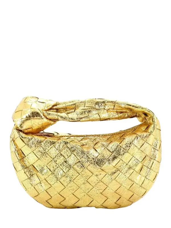 Bottega Veneta Jodie Mini Hobo Bag Metallic Intrecciato Nappa - Gold