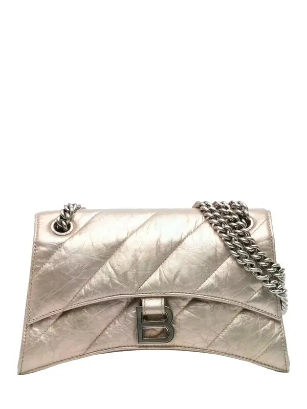 Balenciaga Small Metallic Calfskin Crush Chain Shoulder Bag - Brown
