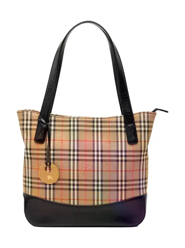 Burberry Haymarket Check Canvas Tote Bag - Brown