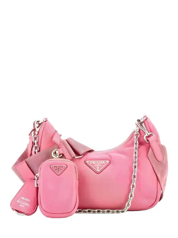 Prada Re-edition 2005 Nappa Leather Shoulder Bag - Pink