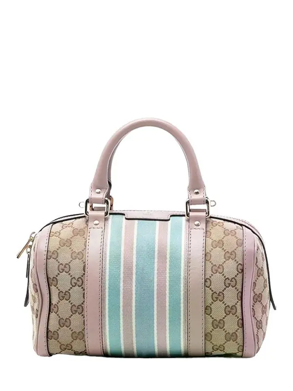 Gucci Small Gg Canvas Web Joy Boston Satchel - Brown