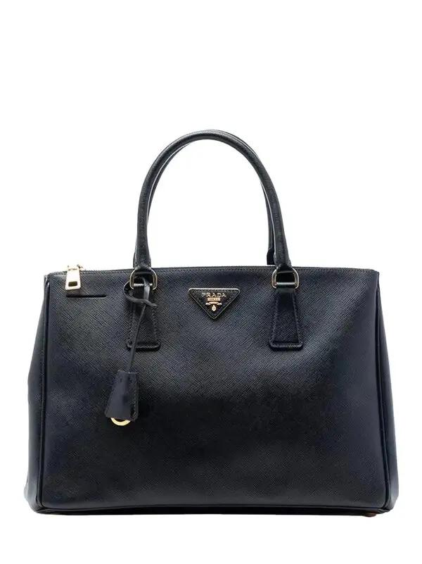 Prada Saffiano Lux Galleria Double Zip Satchel - Black