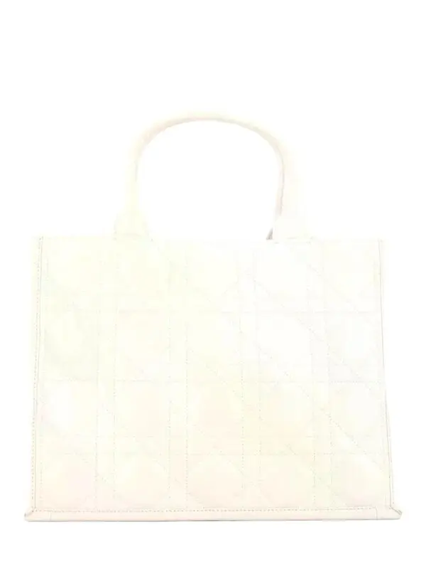Dior Book With Strap Cannage Quilt Lambskin Medium Tote Bag - White