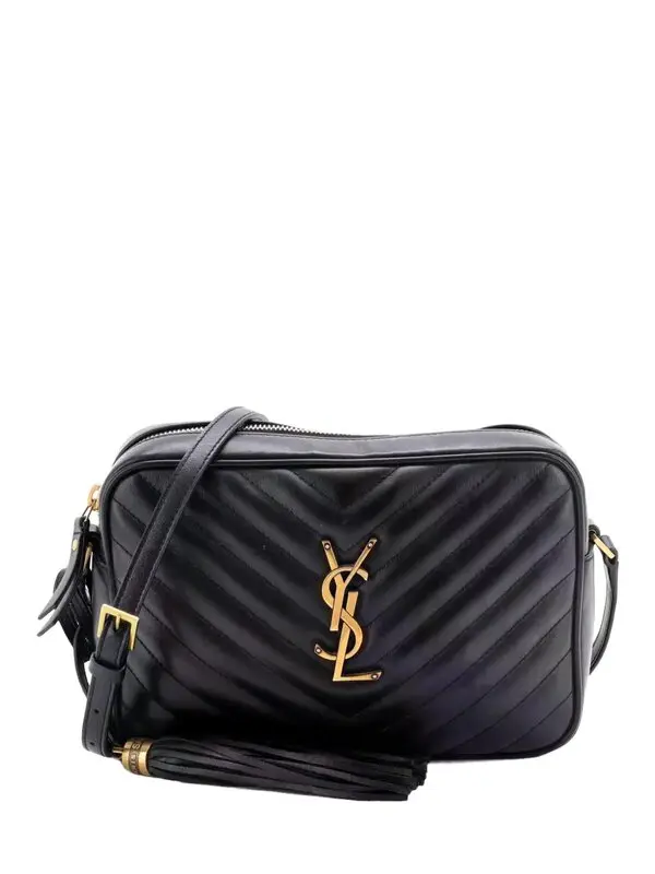 Saint Laurent Lou Camera Bag Matelassé Chevron Leather Small Crossbody Bag - Black
