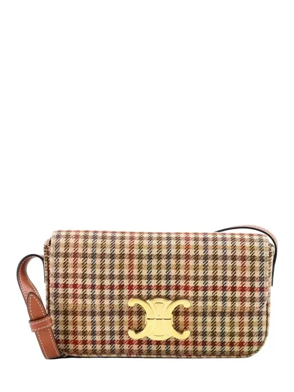 Celine Triomphe East-west Tweed Shoulder Bag - Brown