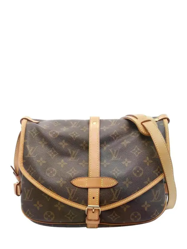 LOUIS VUITTON 2002 Monogram Saumur 30 Crossbody Bag - Brown