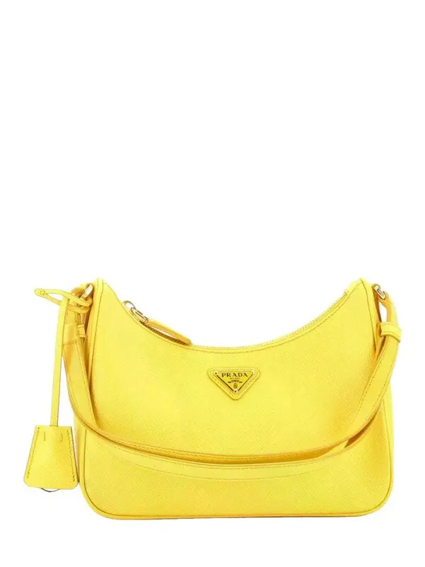 Prada Re-edition Hobo Saffiano Leather Mini Shoulder Bag - Yellow