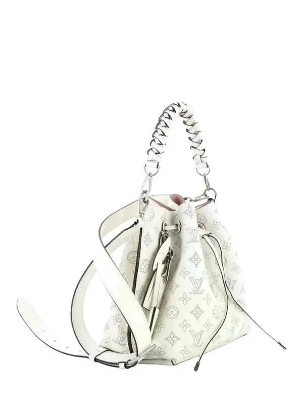 LOUIS VUITTON Muria Mahina Leather Bucket Bag - White