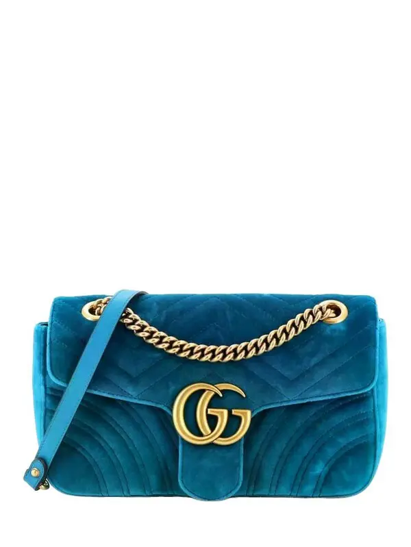 Gucci Gg Marmont Small Velvet Shoulder Bag - Blue