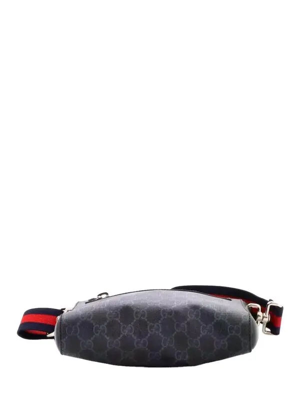 Gucci Web Strap Front Zip Messenger Bag - Black
