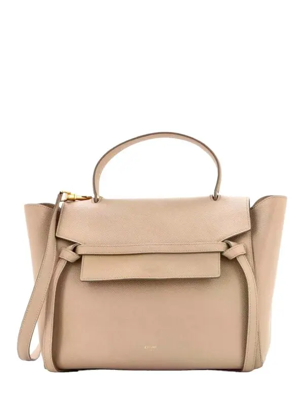 Celine Belt Bag Mini Shoulder Bag Textured Leather - Neutrals