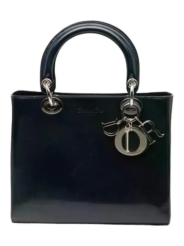 Dior 1997 Medium Glazed Calfskin Lady Satchel - Blue