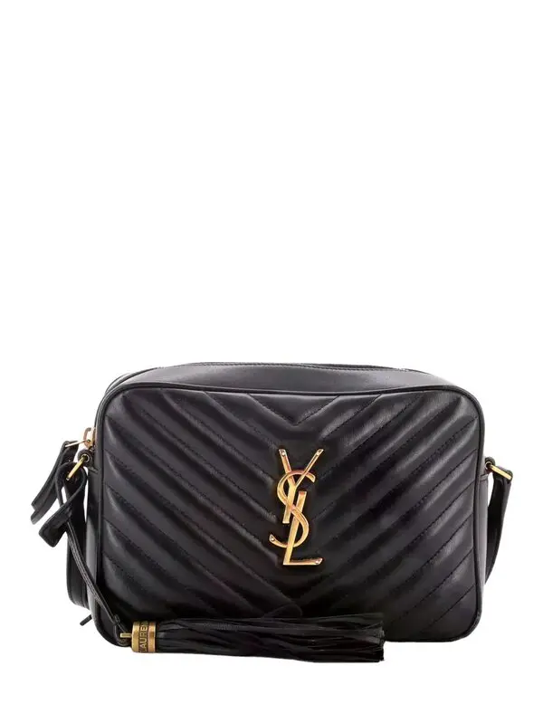 Saint Laurent Lou Camera Bag Matelasse Chevron Leather Small - Black