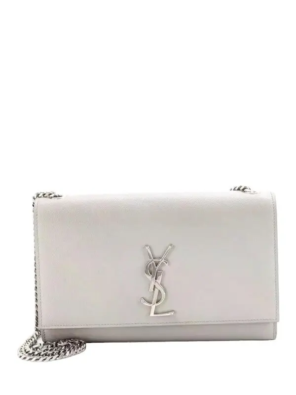 Saint Laurent Classic Monogram Grainy Leather Medium Crossbody Bag - Grey