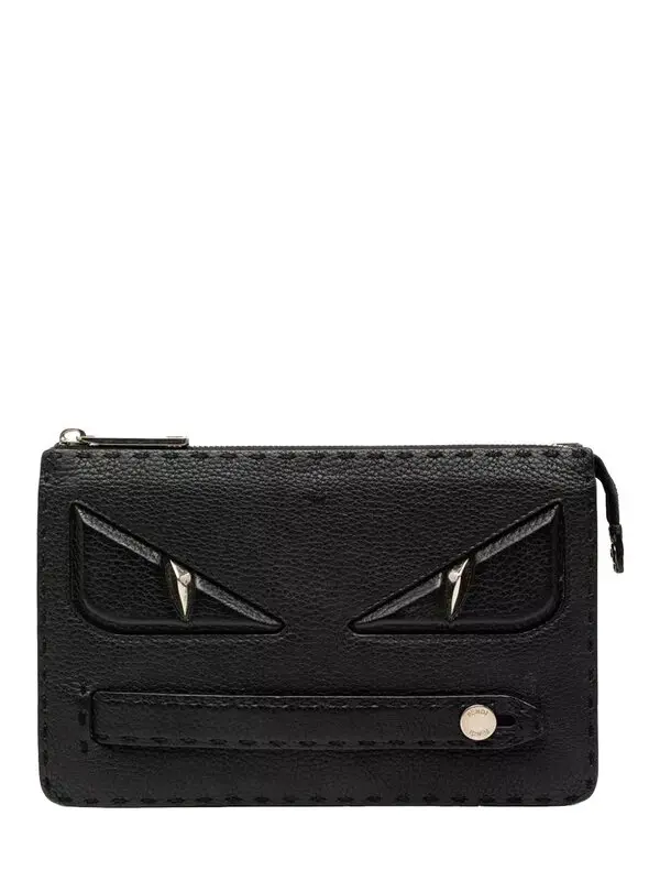 Fendi 2000-2010 Leather Selleria Monster Clutch Bag - Black
